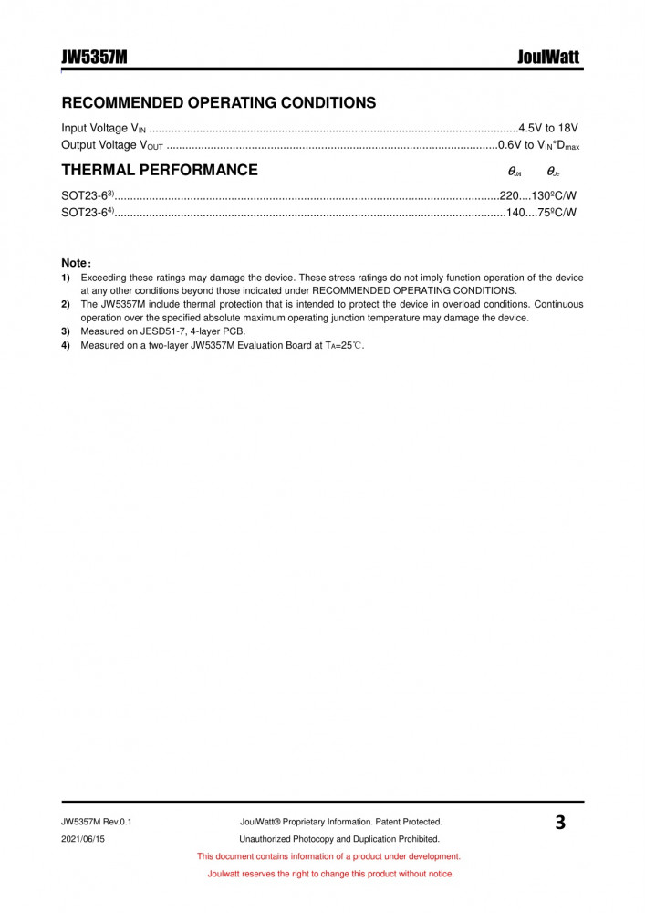 JW5357M datasheet page 3