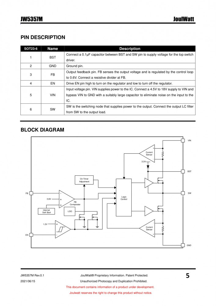 JW5357M datasheet page 5
