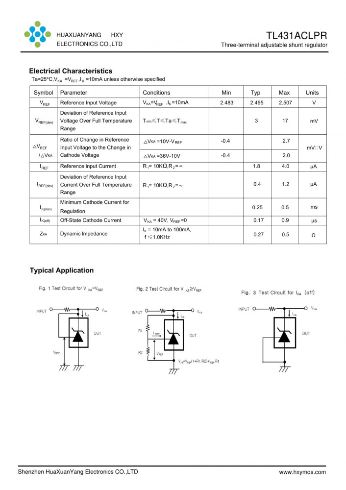 TL431ACLPR-HXY technical document page 2