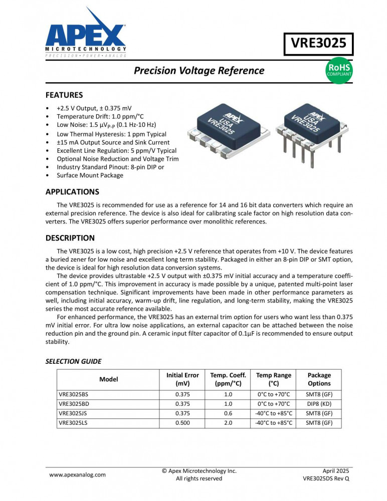 VRE3025 datasheet page 1