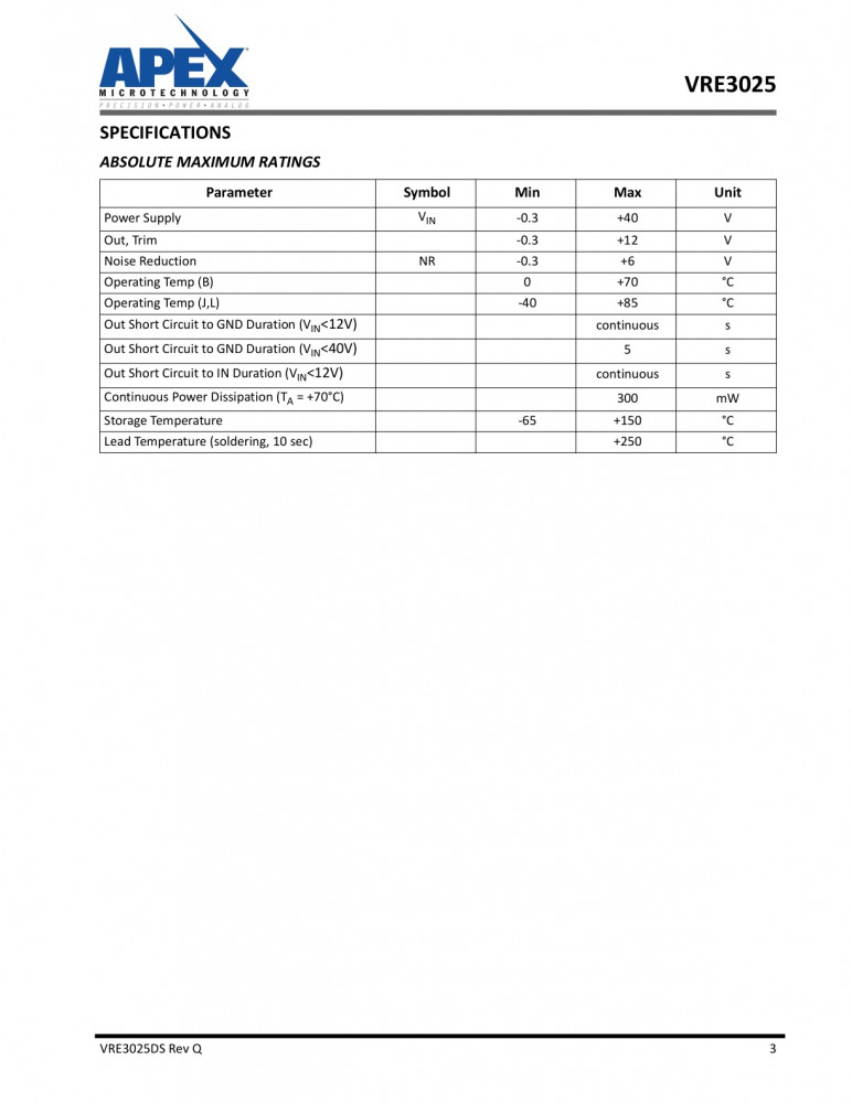 VRE3025 datasheet page 3