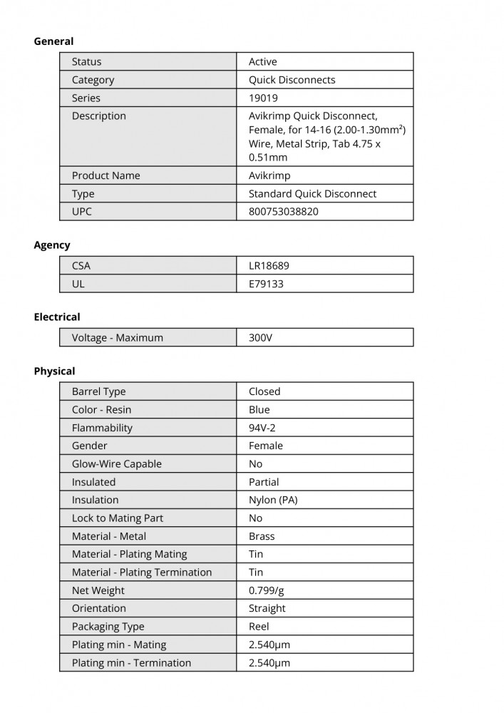 Product document image 2 for MOLEX 190190079