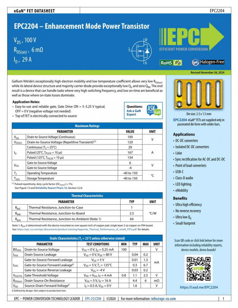 EPC2204 datasheet page 1