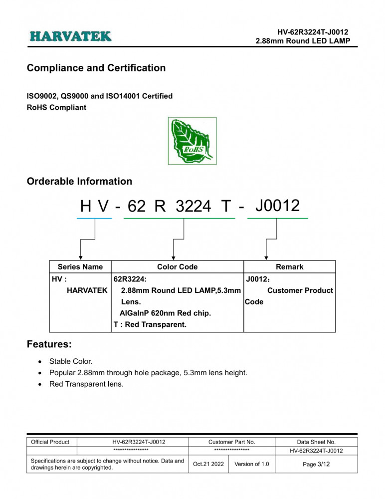 HV-62R3224T-J0012 datasheet page 3