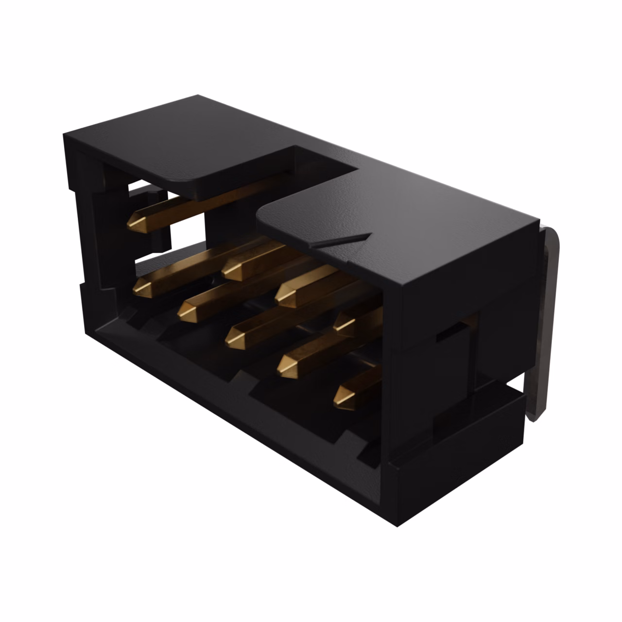 2.00mm Pitch Milli-Grid Header, Right-Angle, Through Hole, Shrouded, 10 Circuits (void at circuit 7), 0.38µm Gold (Au) Plating, with 2 Side Locking Slots, Center Polarization Window, Tube, Lead-Free for sale