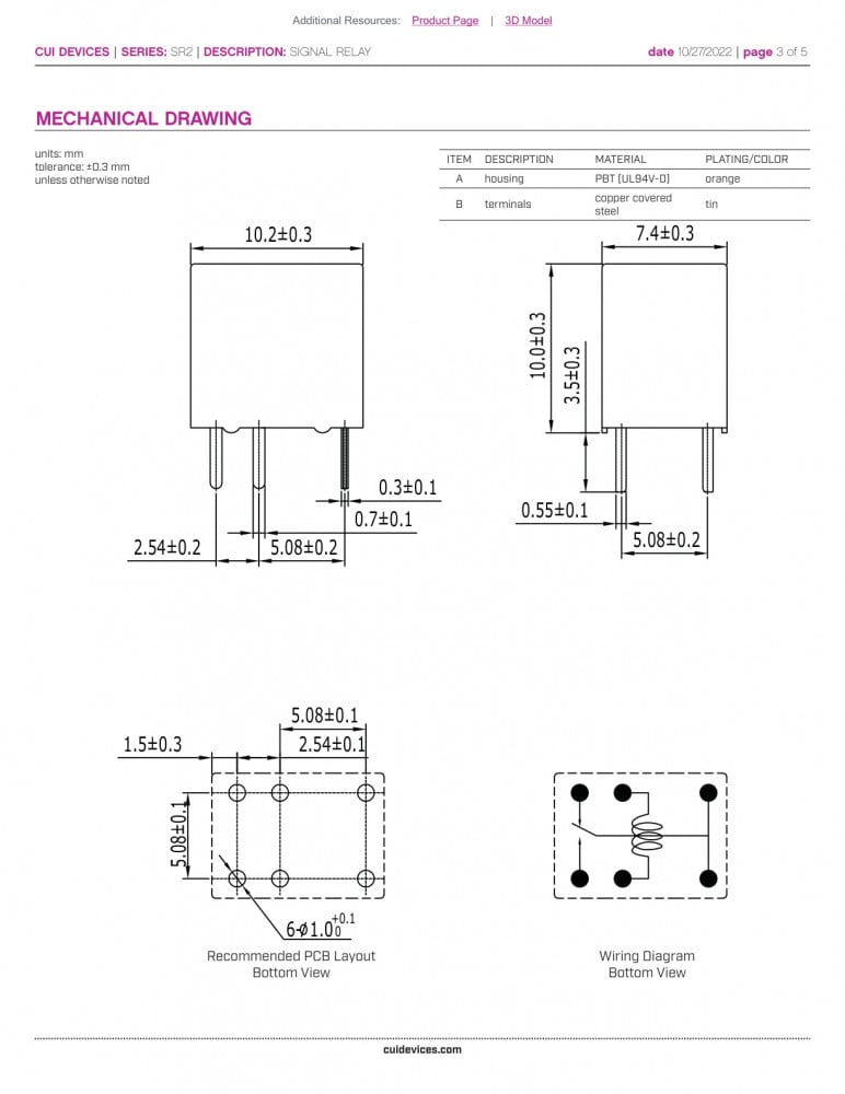 SR2 relay datasheet page 3