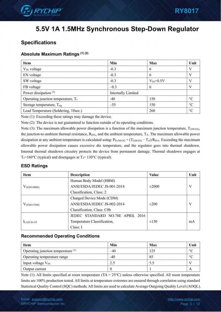 RY8017 datasheet page 3