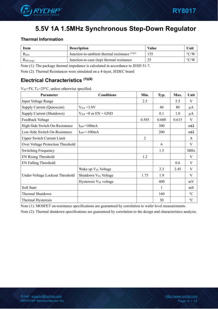 RY8017 datasheet page 4