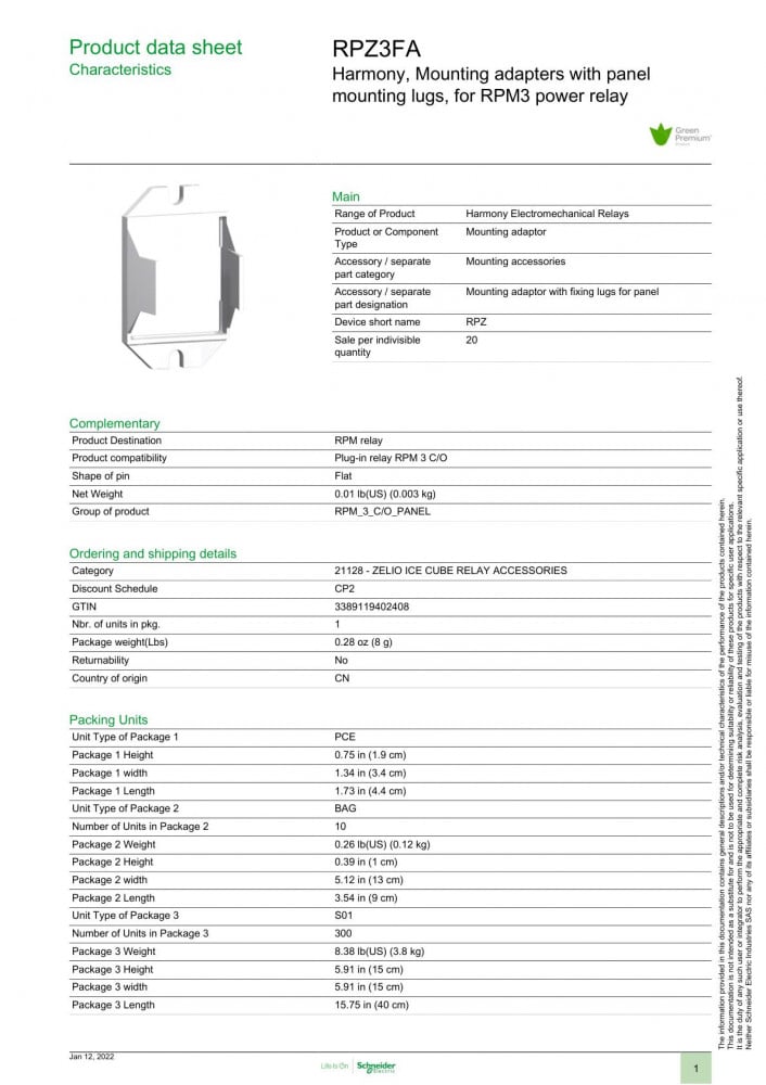 RPZ3FA technical document page 1