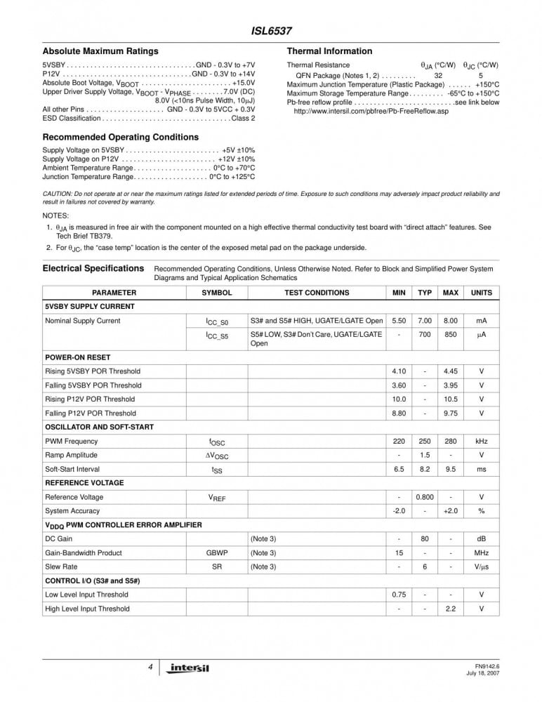 ISL6537CR-T datasheet page 4