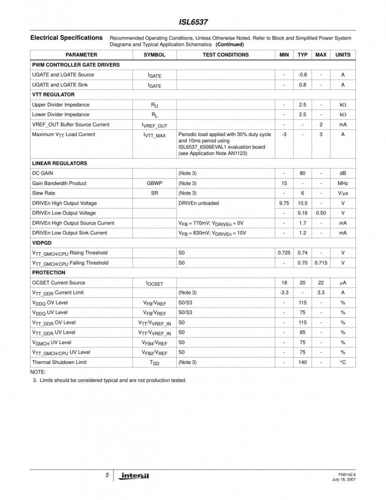 ISL6537CR-T datasheet page 5
