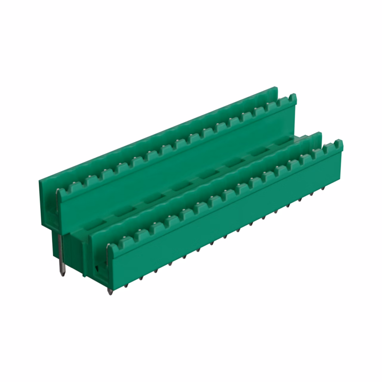 5.00mm Pitch Eurostyle Vertical Dual Level PCB Header, Open Ends, Green Housing, 34 Circuits for sale