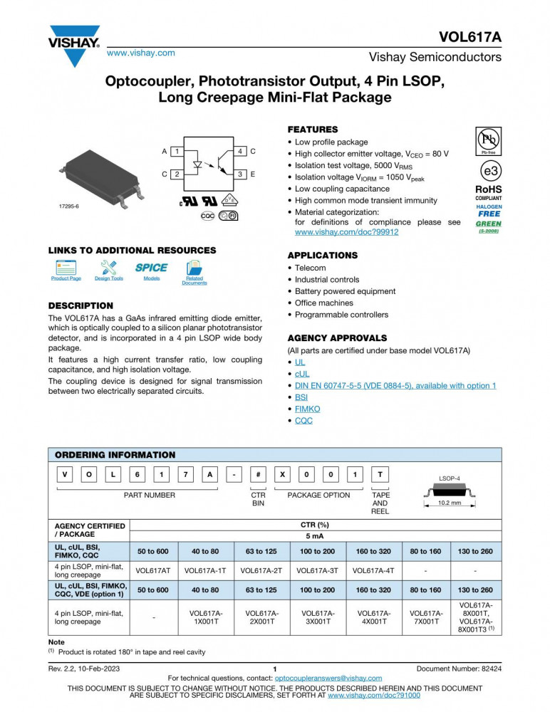 VOL617A datasheet page 1