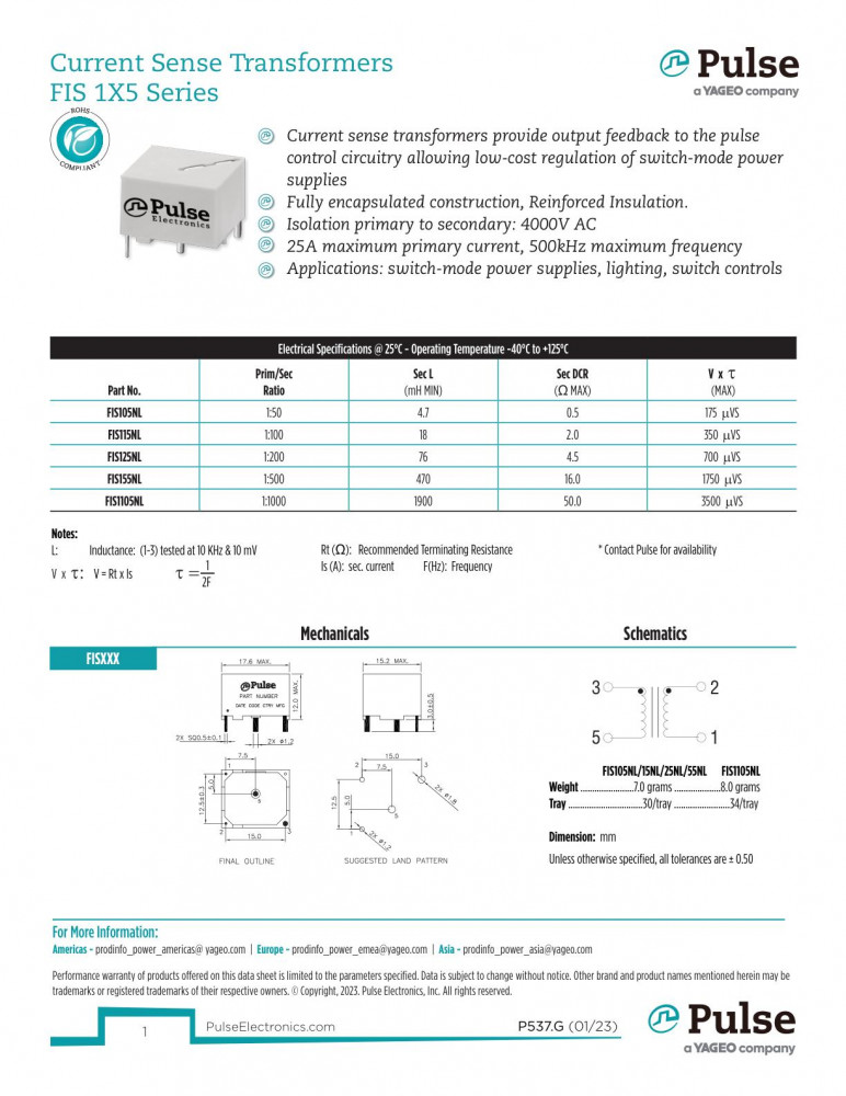 FIS115NL technical document page