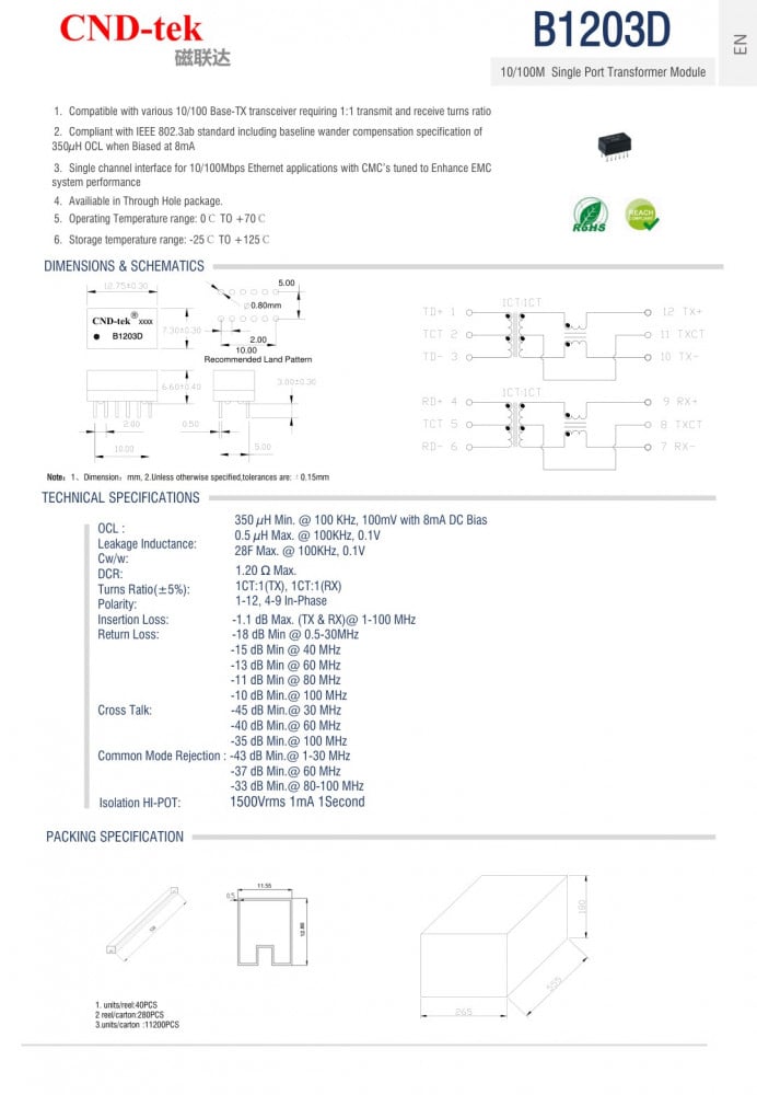 CND-tek B1203D technical document page