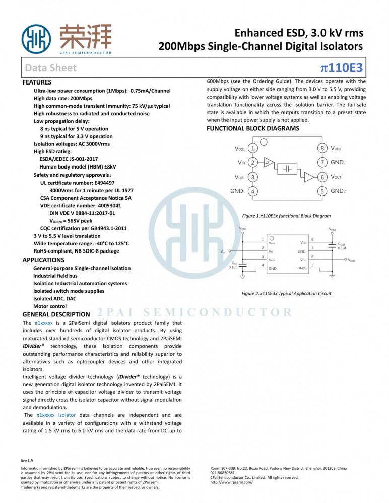 π110E31 datasheet page 1