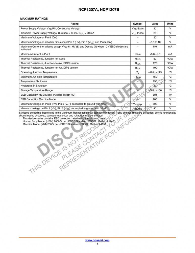 NCP1207B datasheet page 4
