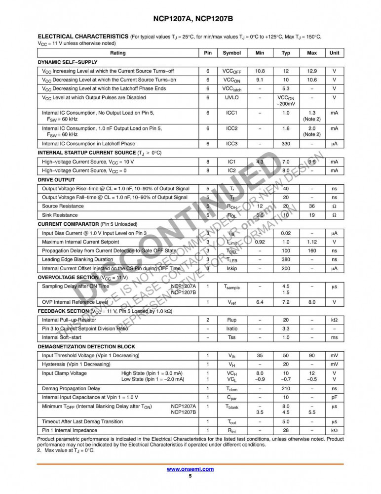 NCP1207B datasheet page 5