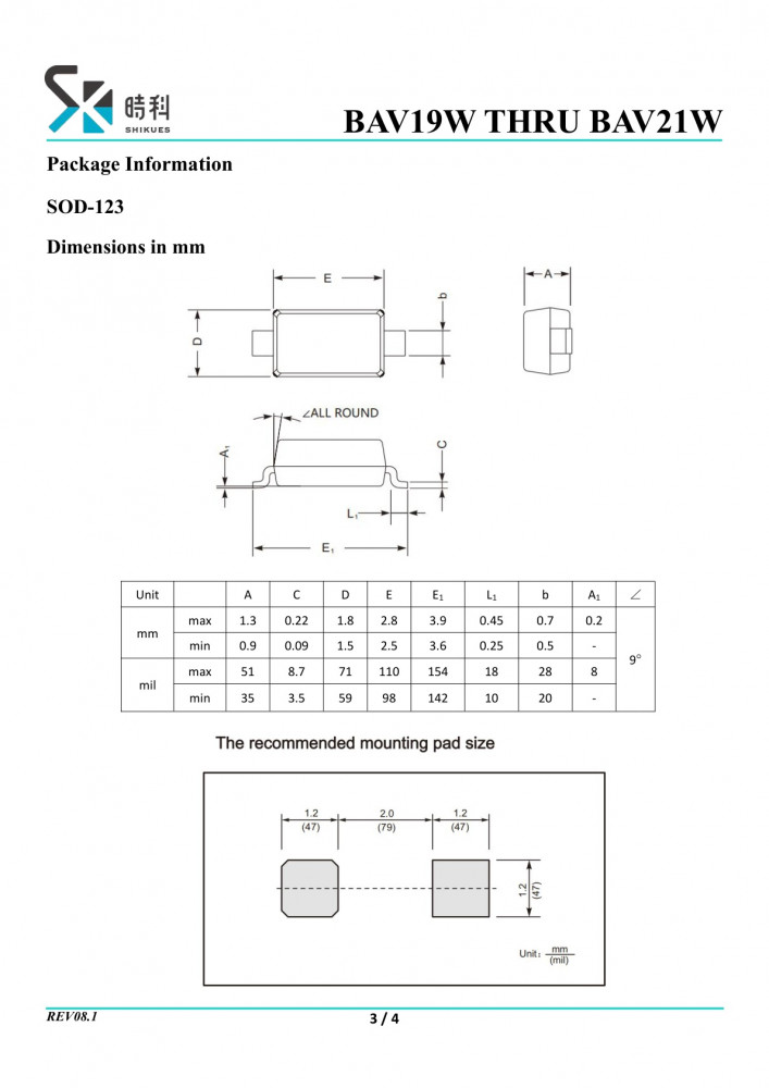 BAV21W datasheet page 3