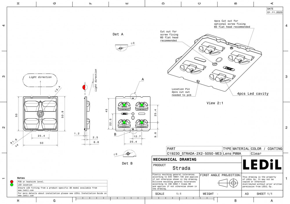 STRADA-2X2-5050-ME3 product mechanical drawing preview