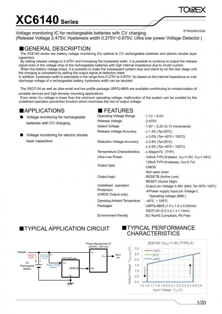 XC6140 series datasheet page 1