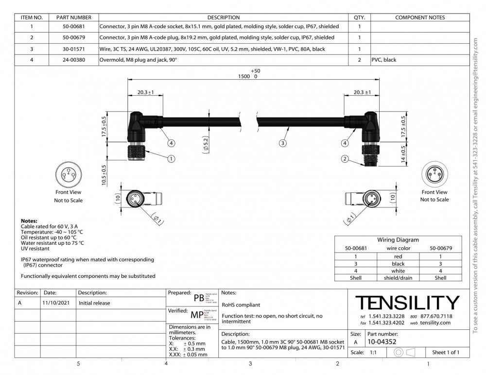 Tensility International 10-04352 technical drawing