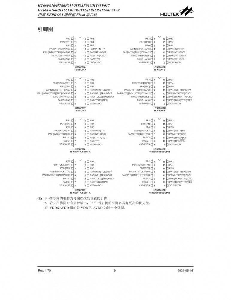 HT66F017 datasheet page 9