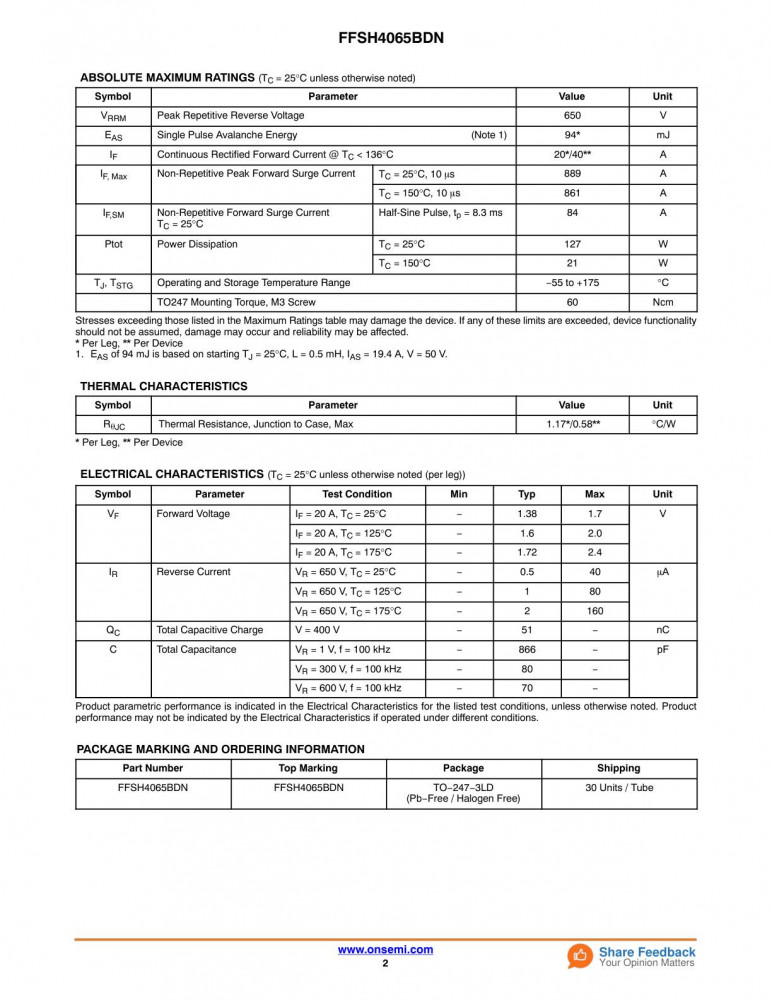 FFSH4065BDN datasheet page 2