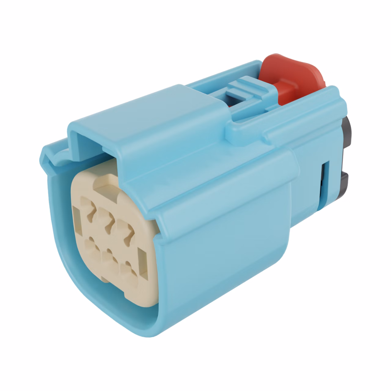 MX150 Mid-Voltage Mat-Sealed Female Connector Assembly, Dual Row, 6 Circuits, 48V, Keying Option A, with Connector Position Assurance, Light Blue for sale