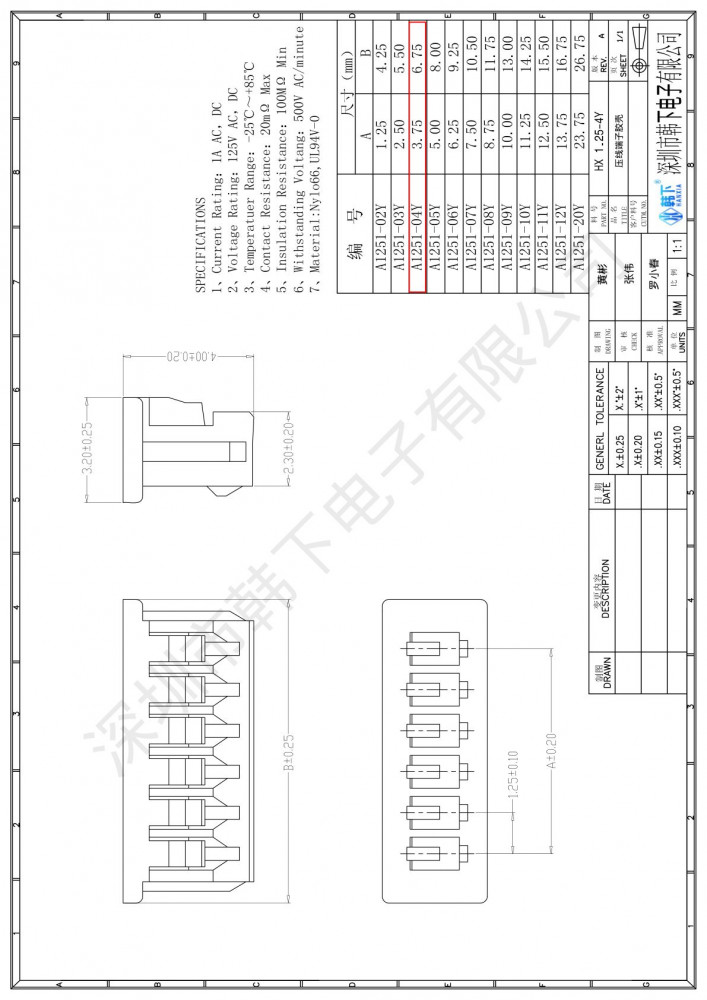 HX 1.25-4Y specification page 1