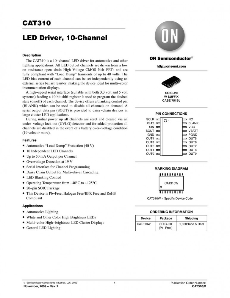 CAT310 datasheet page 1