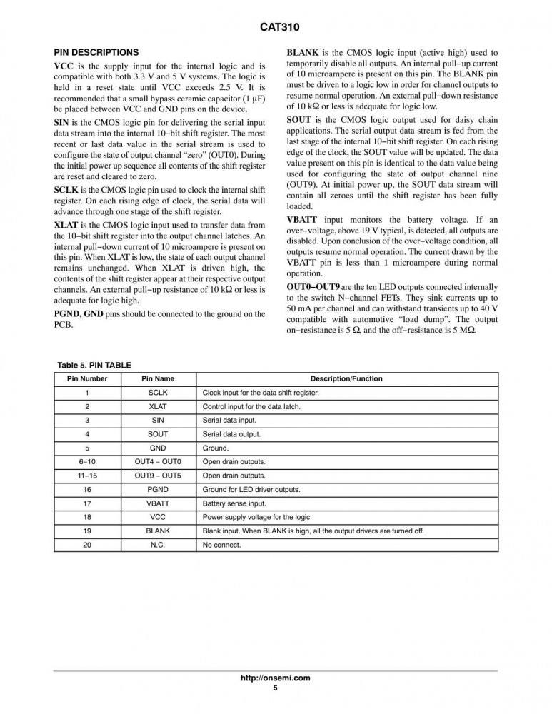 CAT310 datasheet page 5