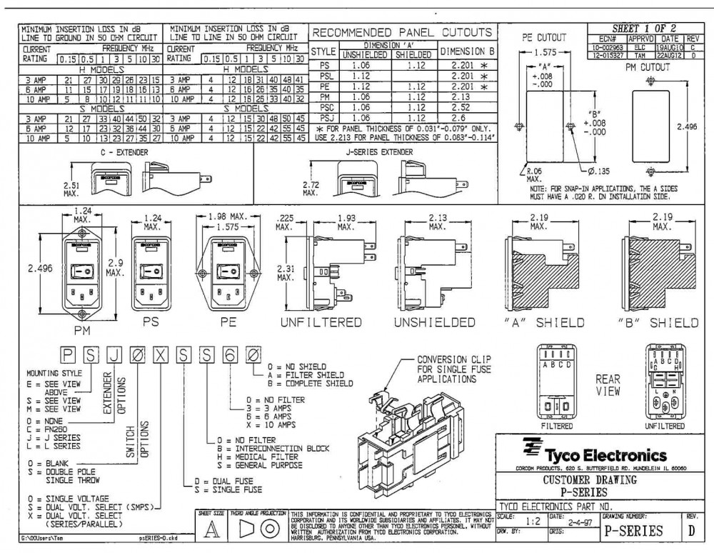 TE Connectivity PS0S0DSXB technical document page 1