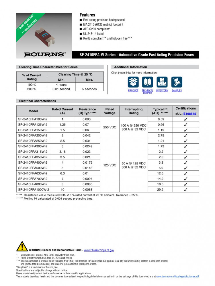 BOURNS SF-2410FPA-W datasheet page 1