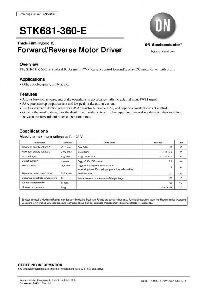 STK681-360-E technical document page 1