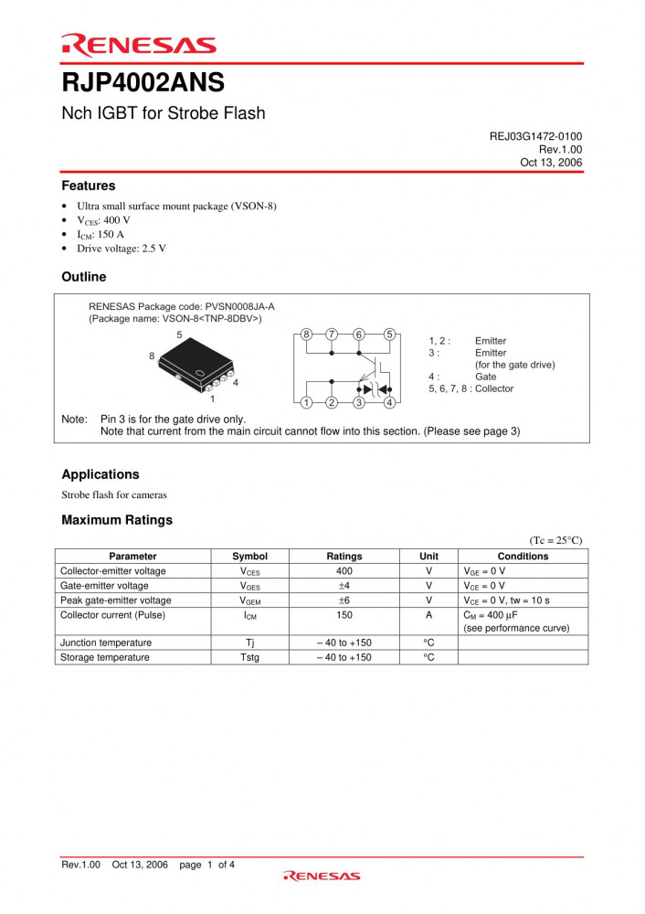 RJP4002ANS-00#Q1 datasheet page 1