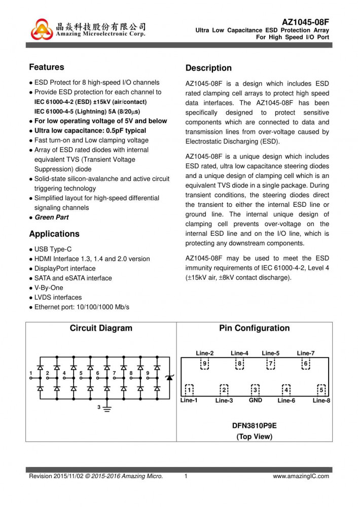 AZ1045-08F datasheet page 1
