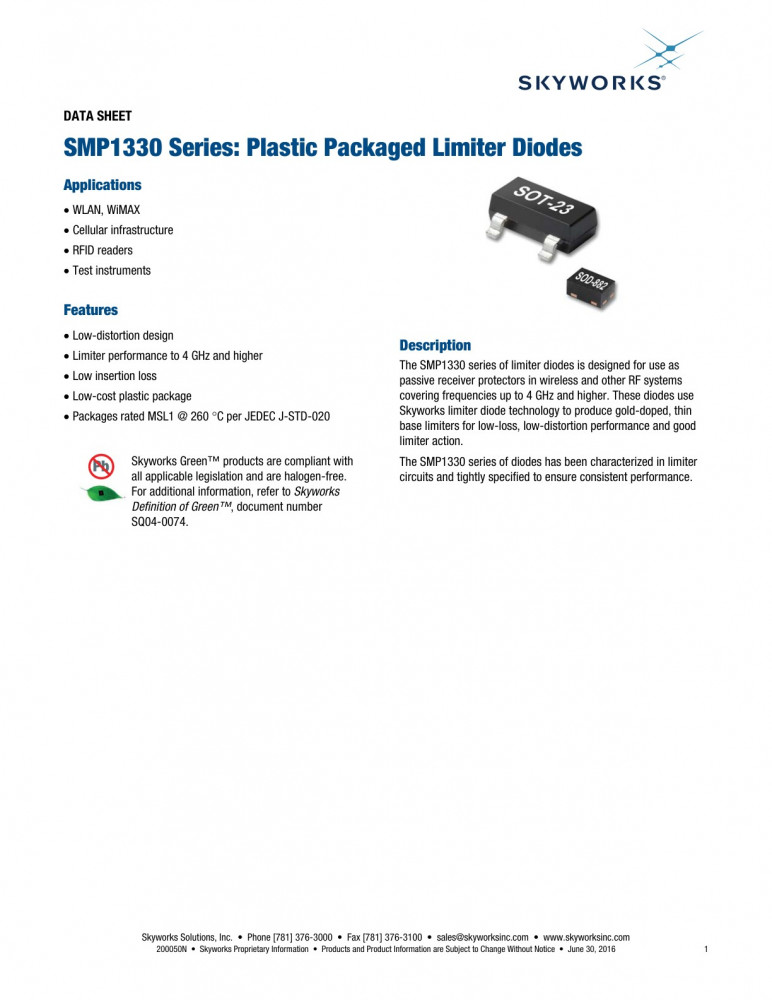 SMP1330 series datasheet page 1