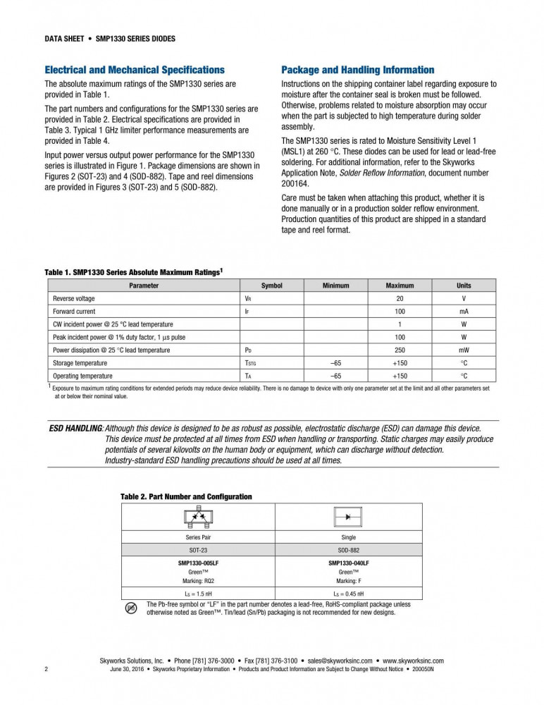 SMP1330 series datasheet page 2
