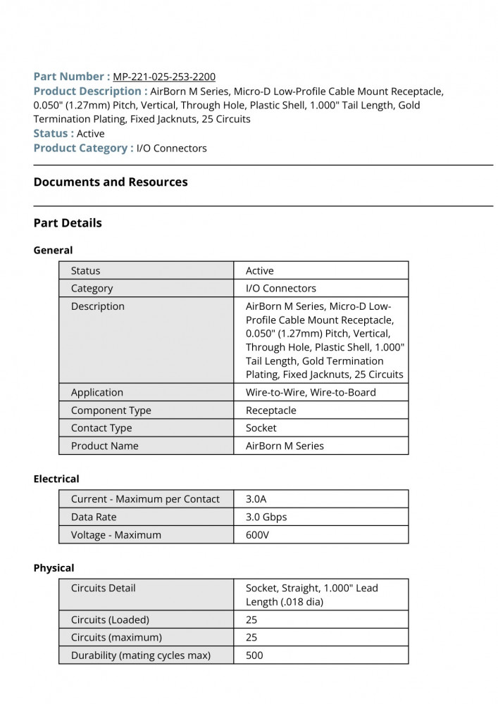 MP-221-025-253-2200 technical document image, page 1