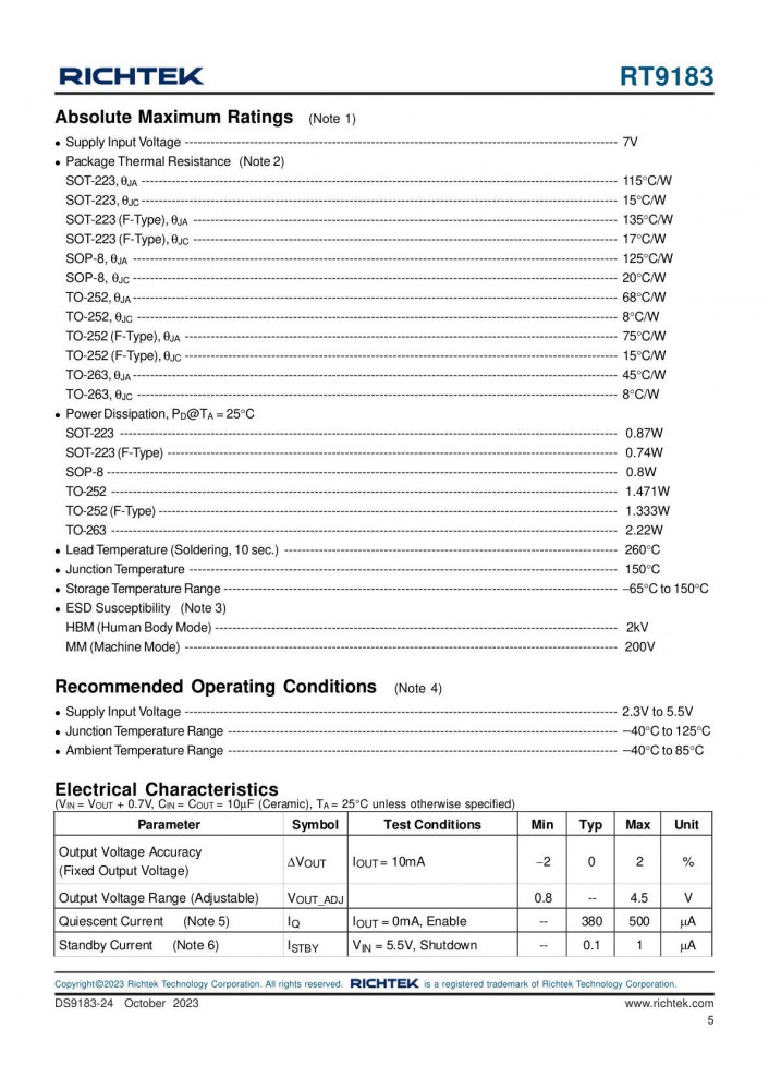 RT9183 datasheet page 5
