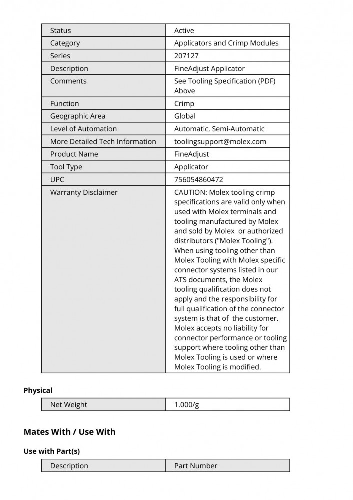 Molex 638622000 tooling document page 2