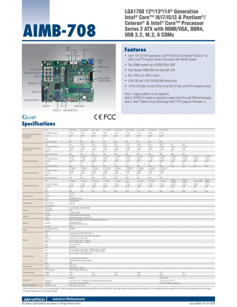 AIMB-708 product document page 1