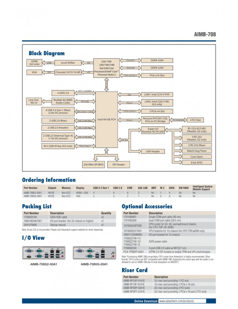 AIMB-708 product document page 2