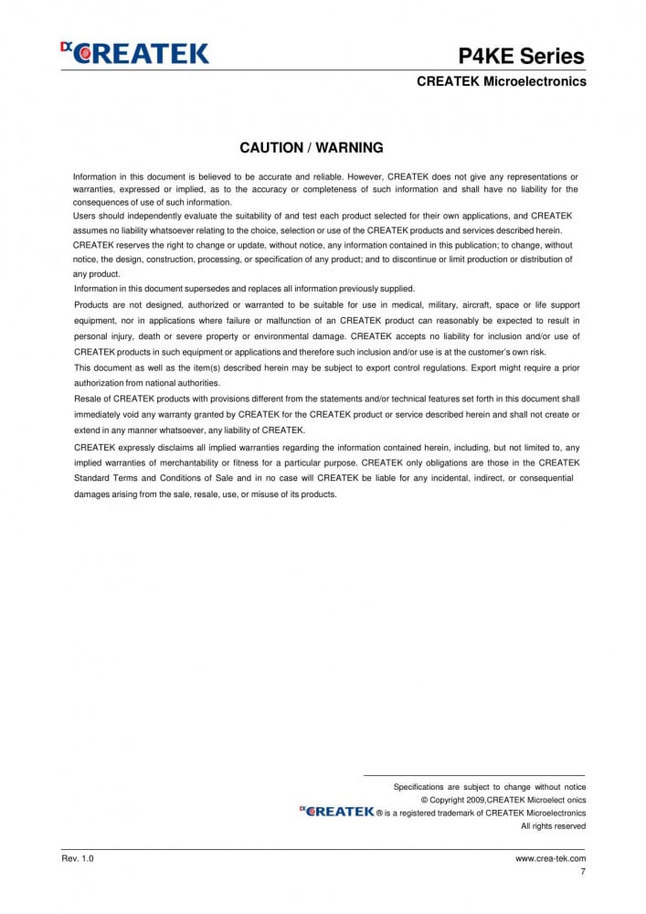 CREATEK P4KE series datasheet page 7
