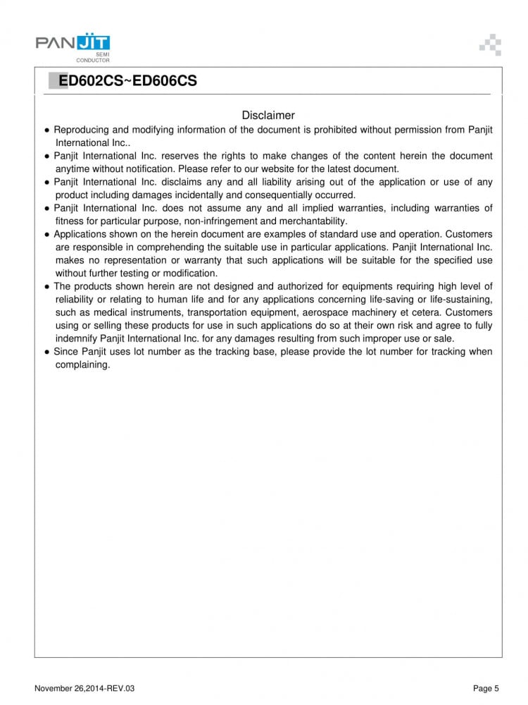 PANJIT ED604CS datasheet page 5