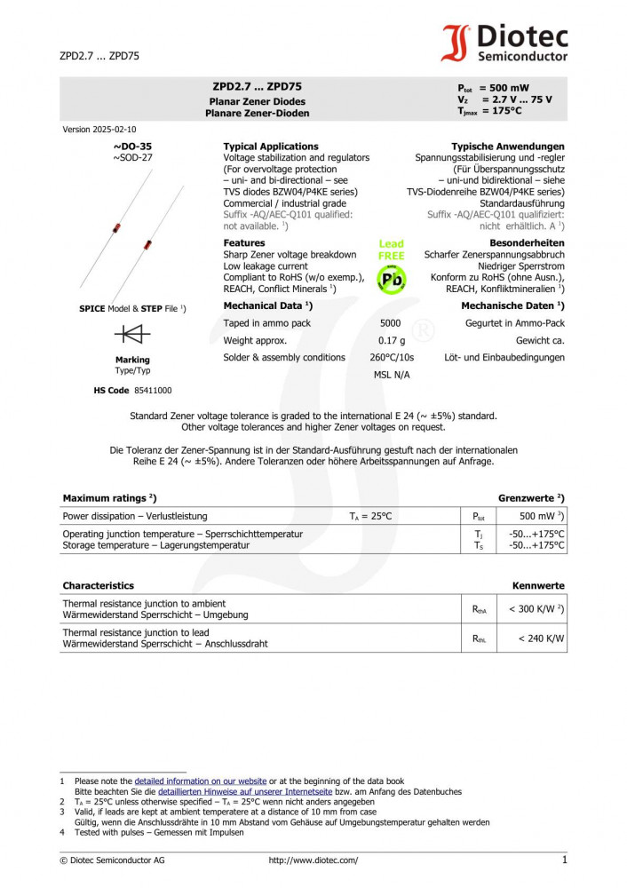 DIOTEC ZPD22 datasheet page 1
