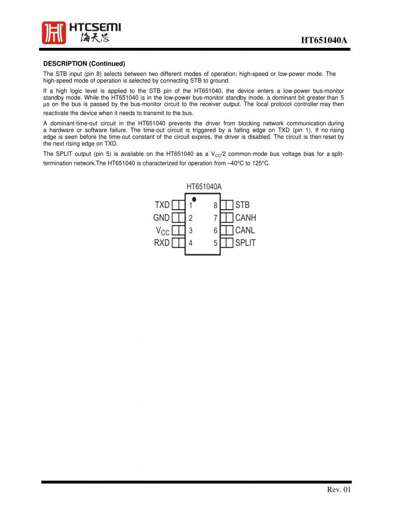 HT651040ARZ datasheet page 2