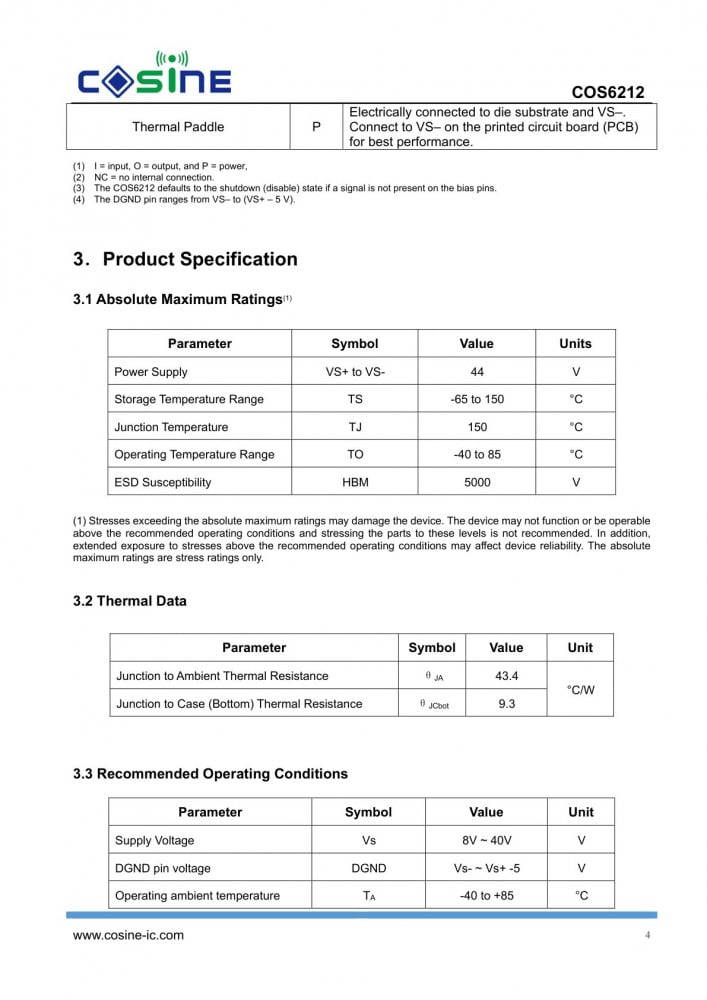 COS6212 datasheet page 4