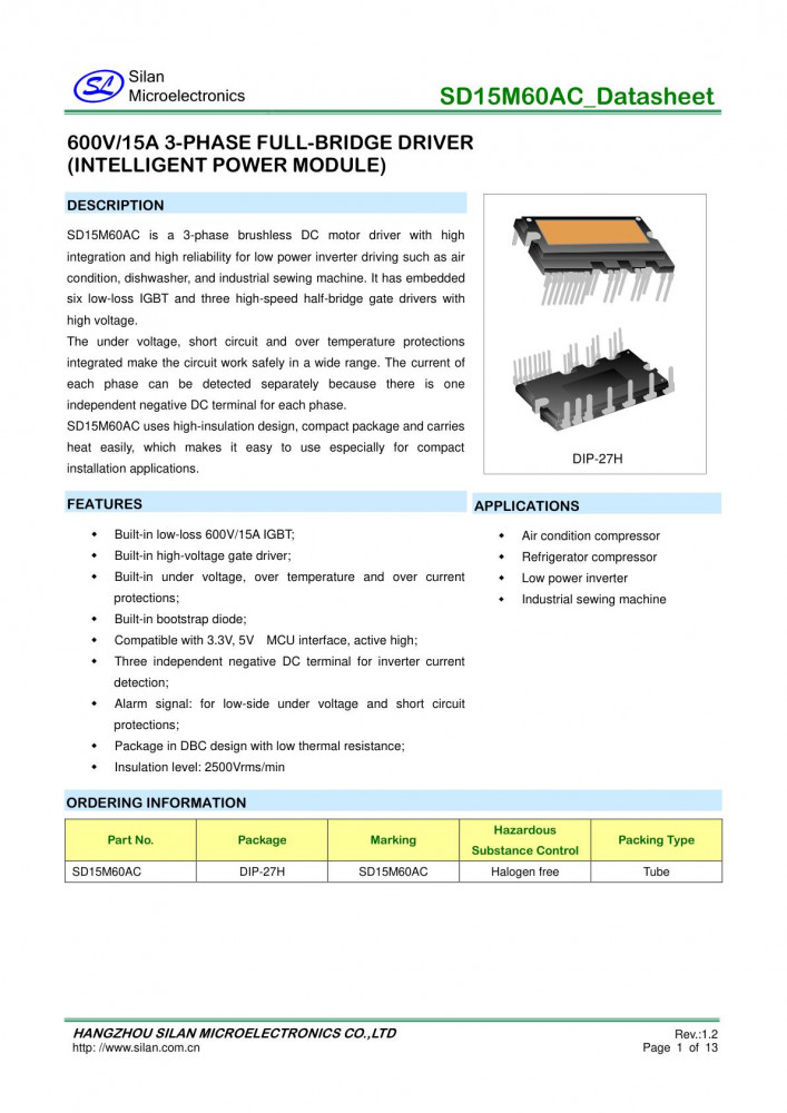 SD15M60AC datasheet page 1